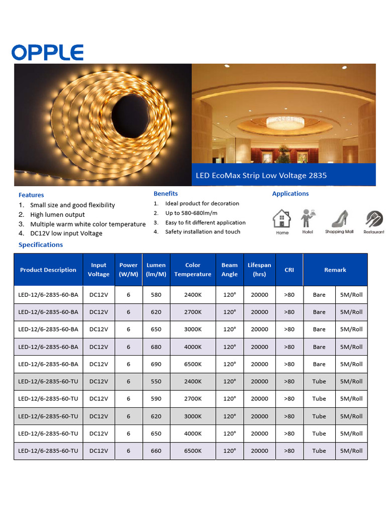 Opple Led Ecomax DC 12V Strip | PDF | Vacuum Tube | Personal Computers