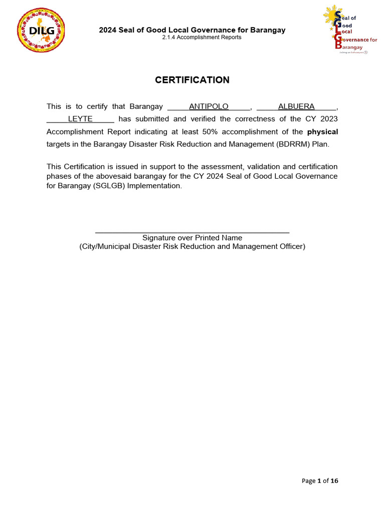 BDRRM Accomplishment Report 2023 | PDF | Signature | Disaster Risk ...
