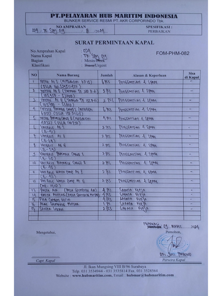 AMPRAHAN TK - SPAJ 019 (Maret) | PDF
