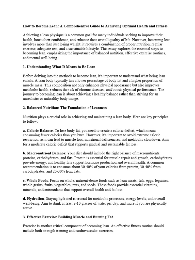 How To Become Lean | PDF | Physical Fitness | Aerobic Exercise