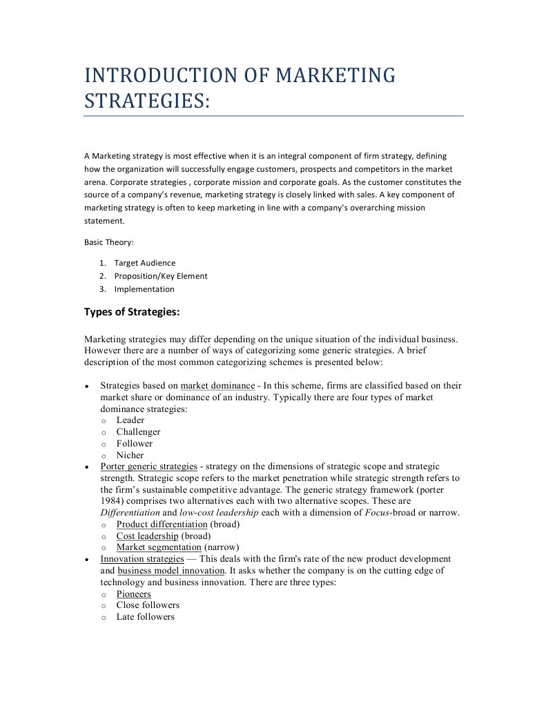 Introduction of Marketing Strategies | PDF