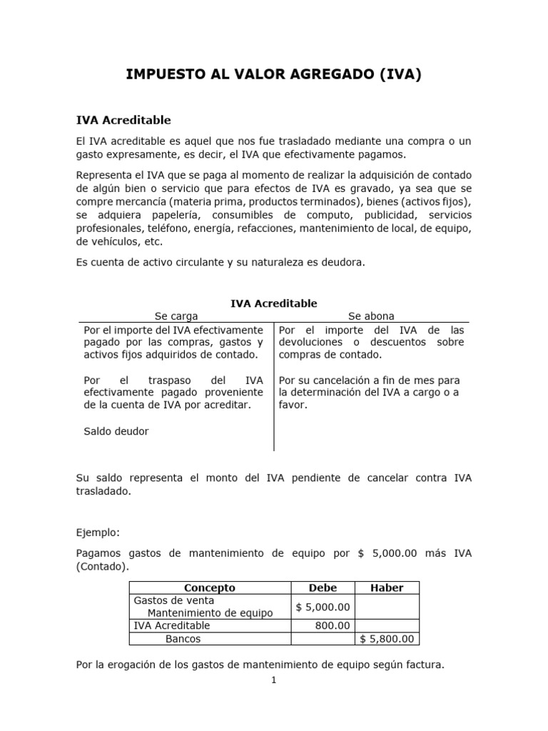 IVA - Impuesto Al Valor Agregado | PDF | Impuesto al valor agregado | Pagos
