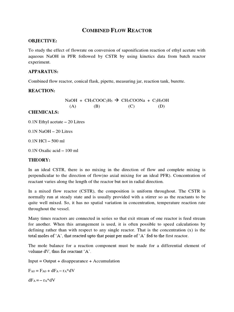 Combined Flow Reactor | PDF | Chemical Reactor | Valve