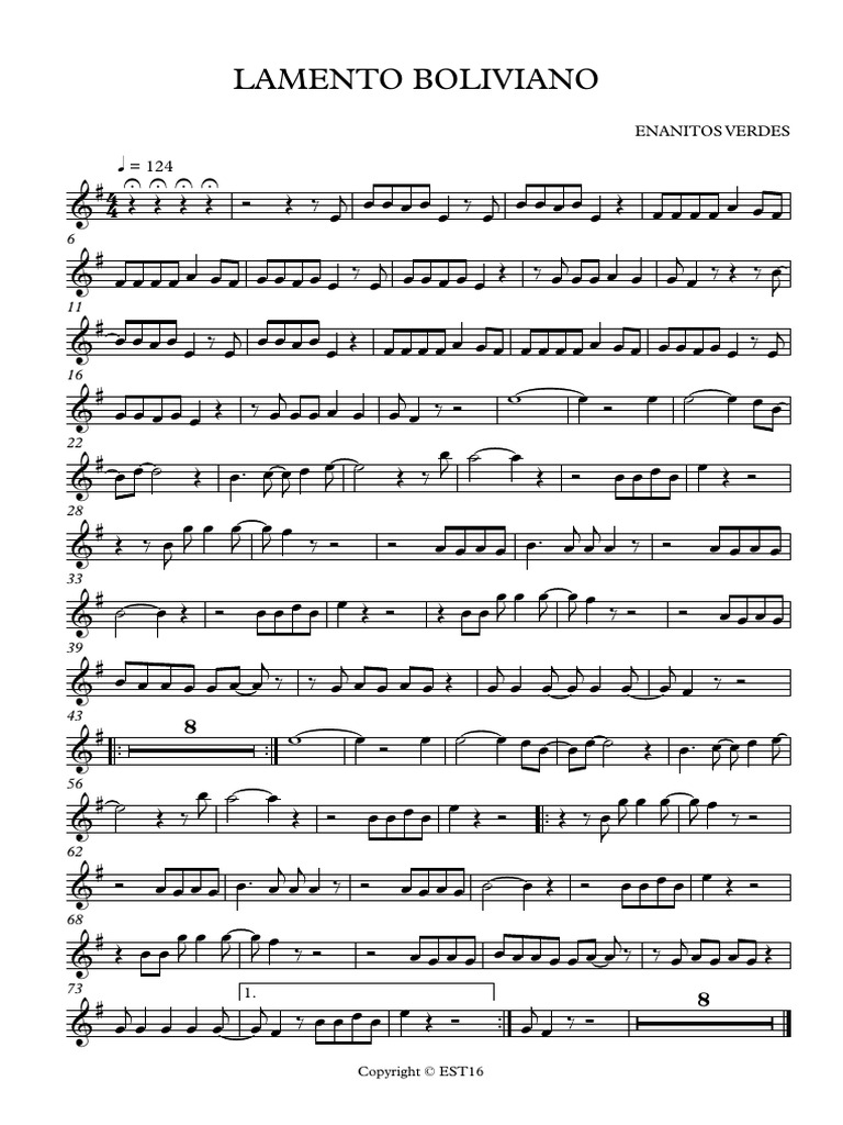 LAMENTO BOLIVIANO - Partitura Completa | PDF