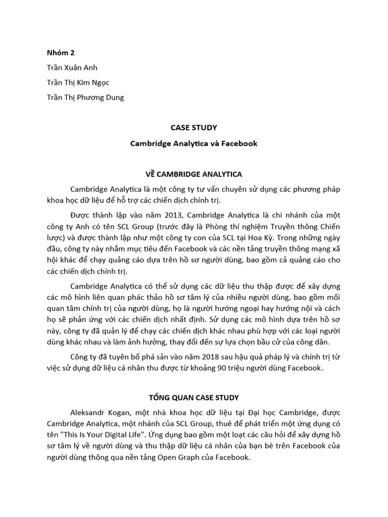Case Study - Cambridge Analytica and Facebook | PDF