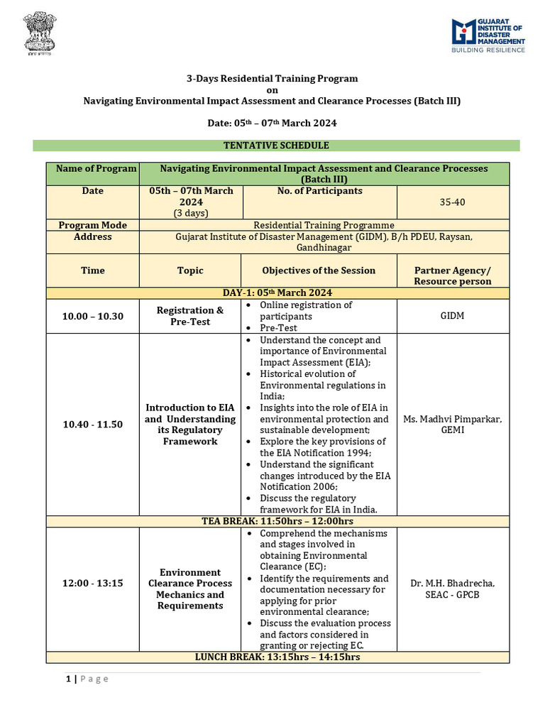 EIA Training Program March 2024 | PDF | Environmental Impact Assessment
