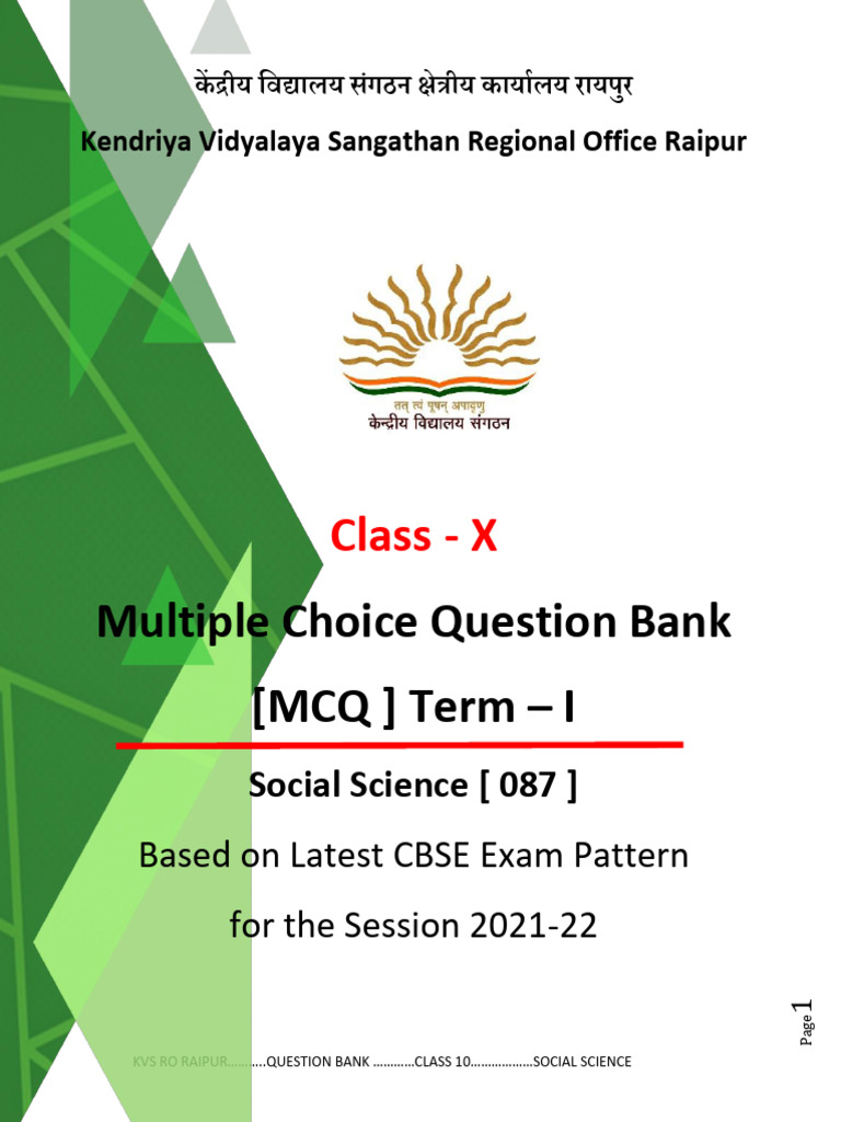 Class XTH Social Science Question Bank | PDF