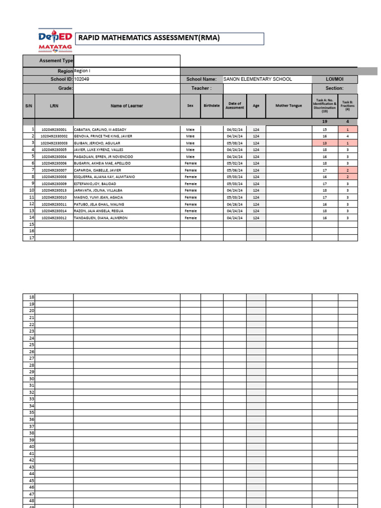 Rma - G1scoresheet - Daisy | Download Free PDF | Mathematics