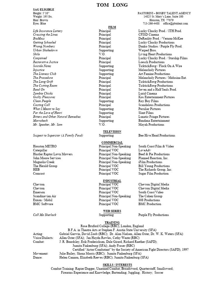 Tom Long - Agent Resume | PDF