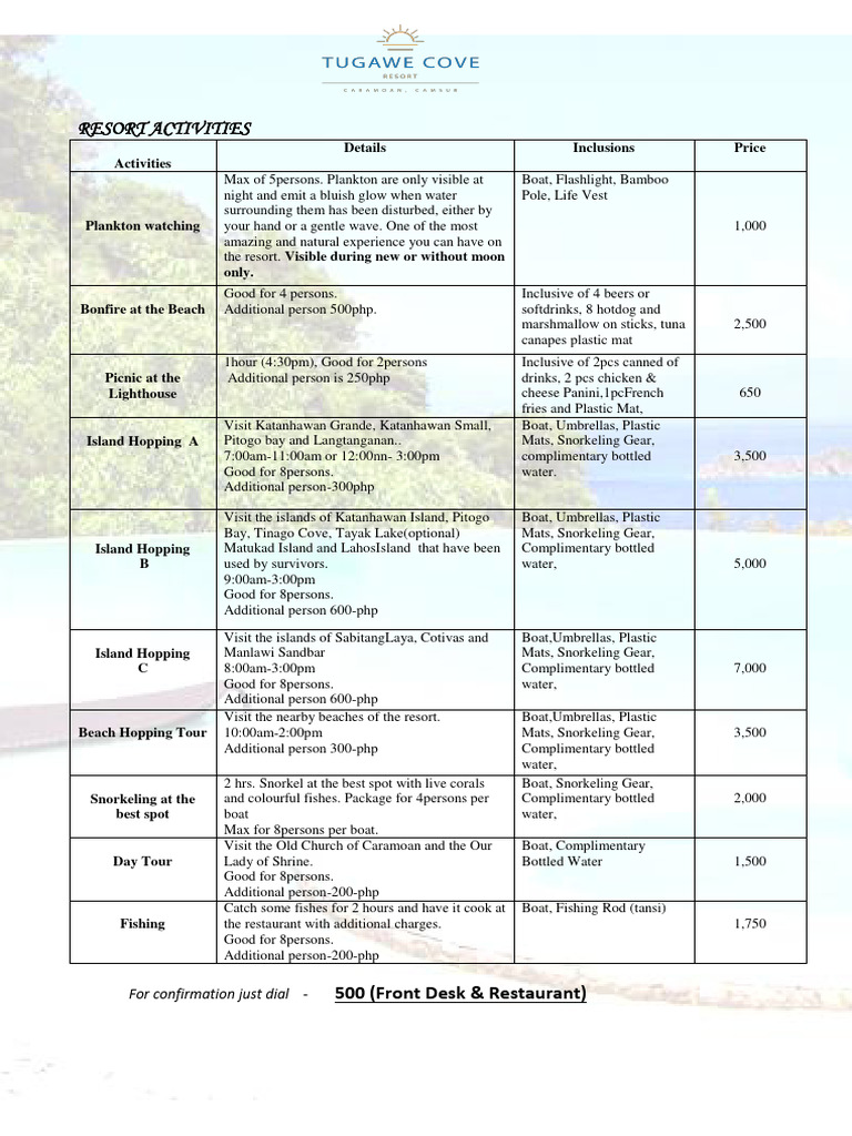 Resort Activity | PDF