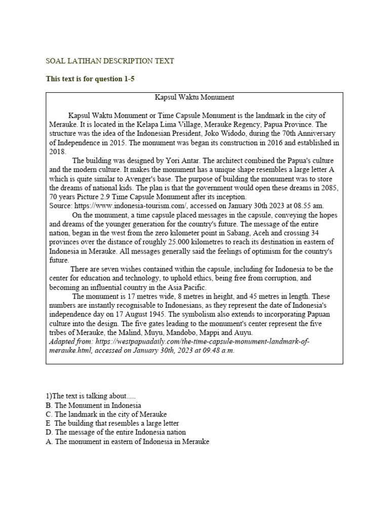 Soal Latihan Description Kelas Xi | PDF | Indonesia