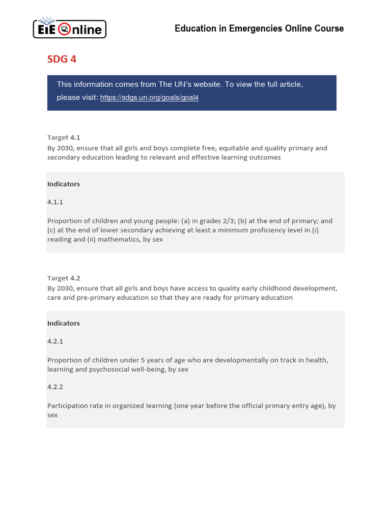 SDG4 (1) Sustainable Development Goals | PDF | Career & Growth | Social Science