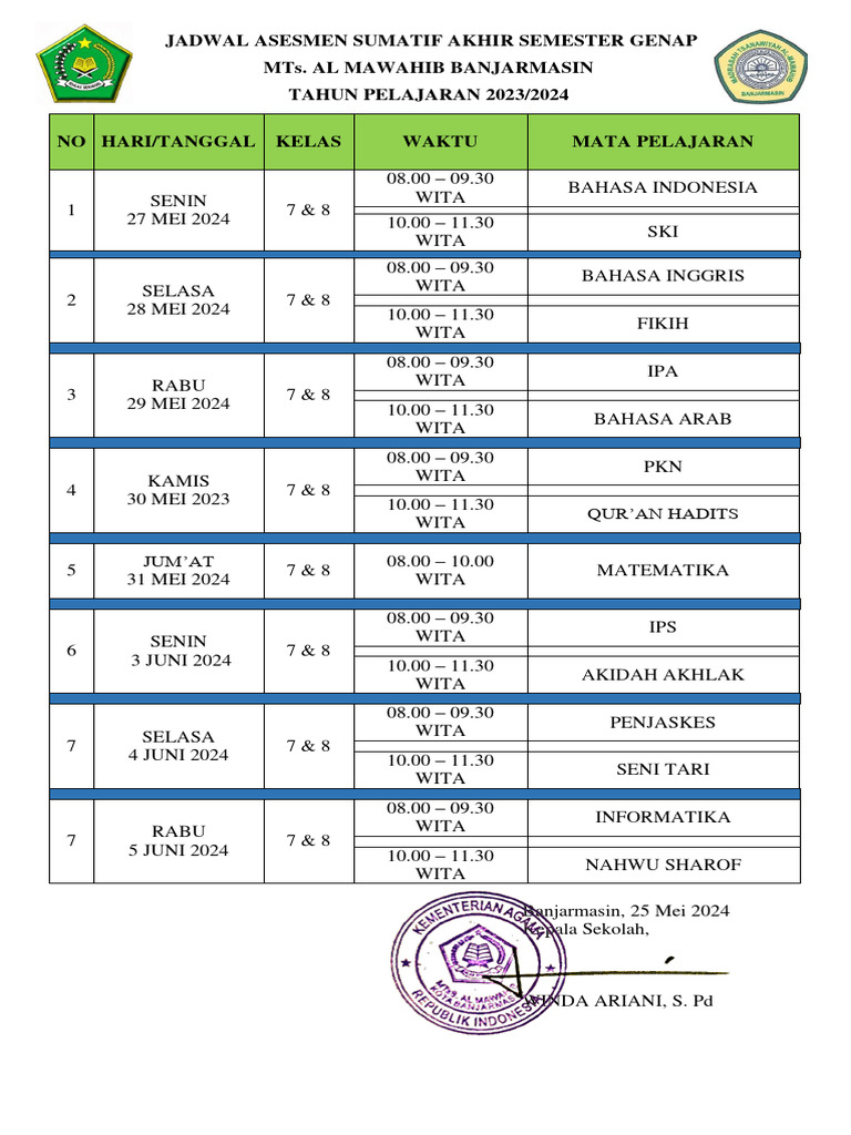 Jadwal Asas 2024 | PDF