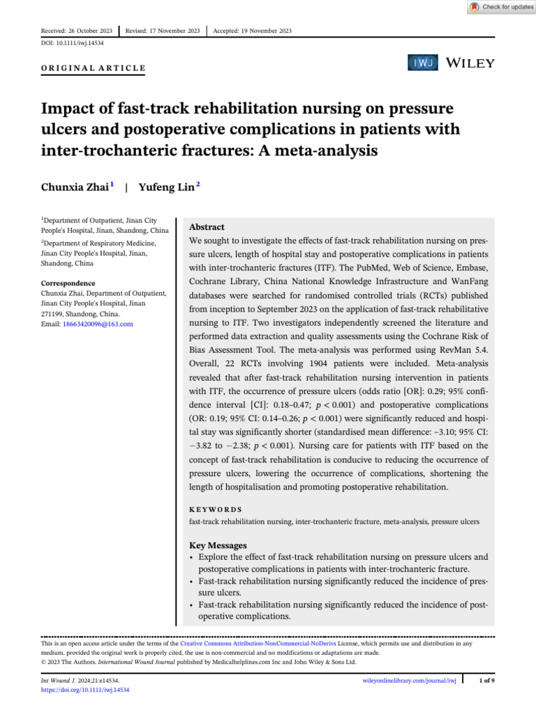 International Wound Journal - 2023 - Zhai - Impact of fast‐track ...