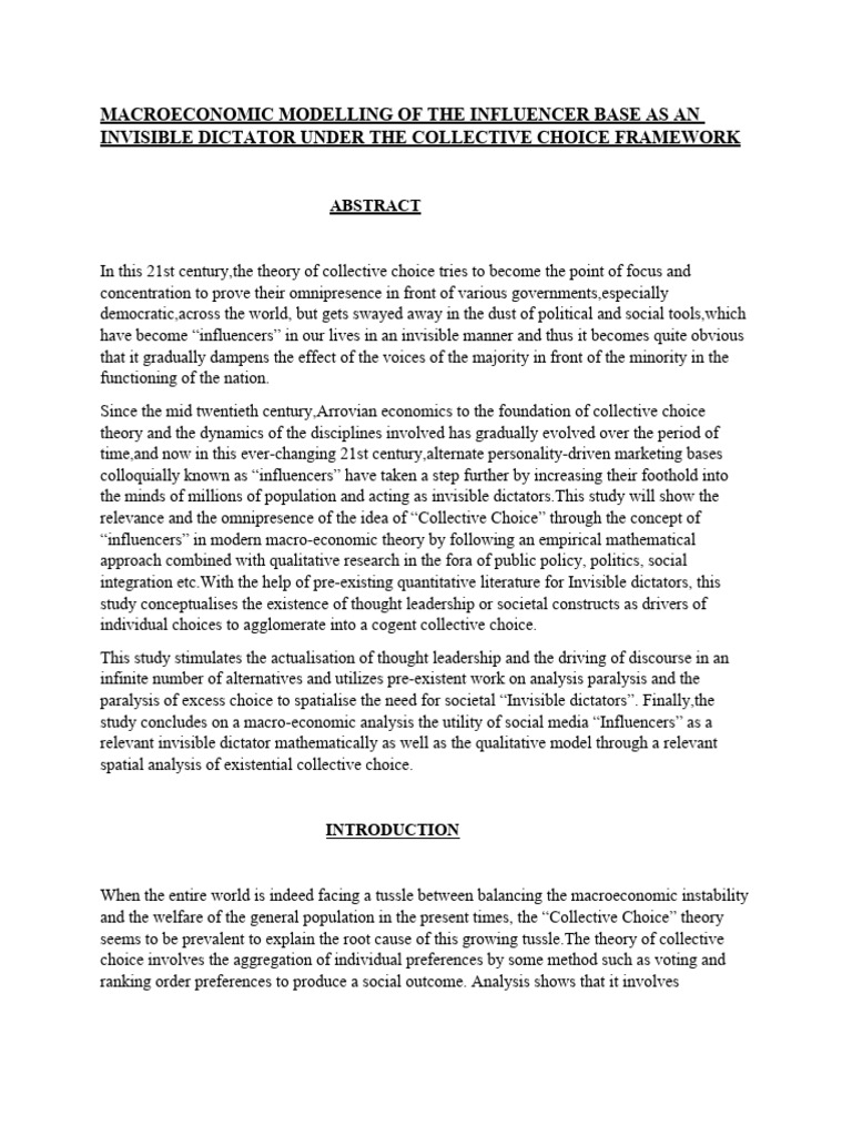 The Slutsky Duo - Macroeconomic Modelling of The Influencer Base As An Invisible Dictator Under ...
