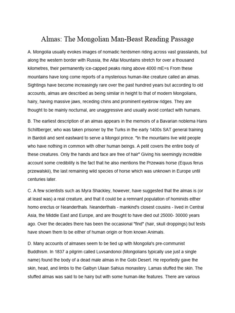 Almas | PDF | Yeti | Tibet