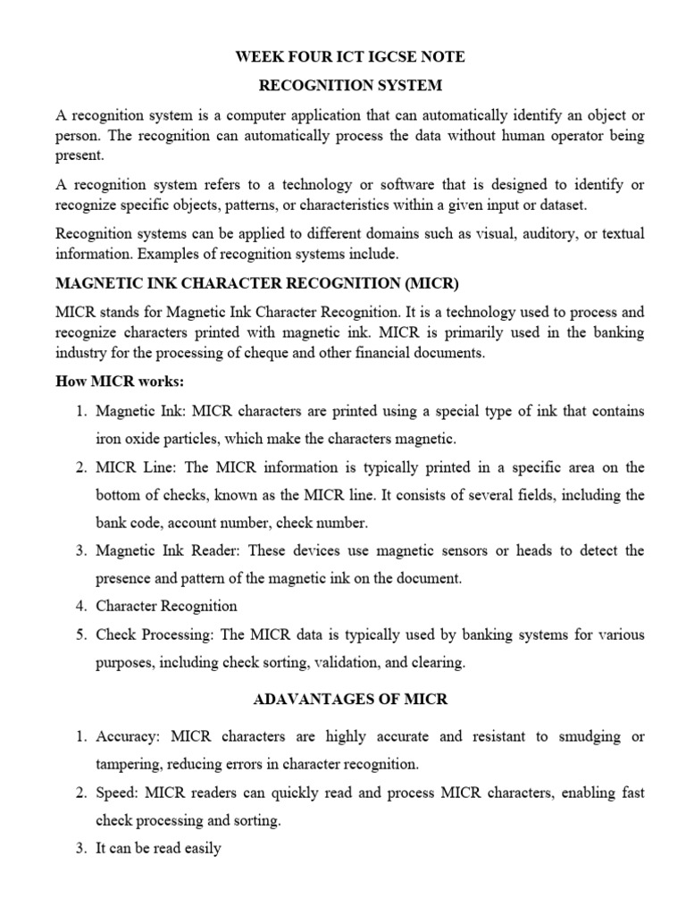 Recognition System Igcse Ict Pdf Radio Frequency Identification