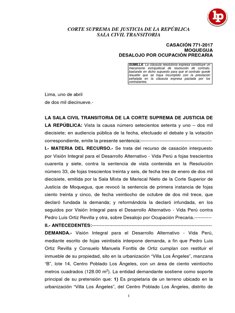 Casacion 717 2017 Moquegua LPDerecho | PDF | Debido al proceso | Ley ... Casacion 717 2017 Moquegua LPDerecho | PDF | Debido al proceso | Ley ...