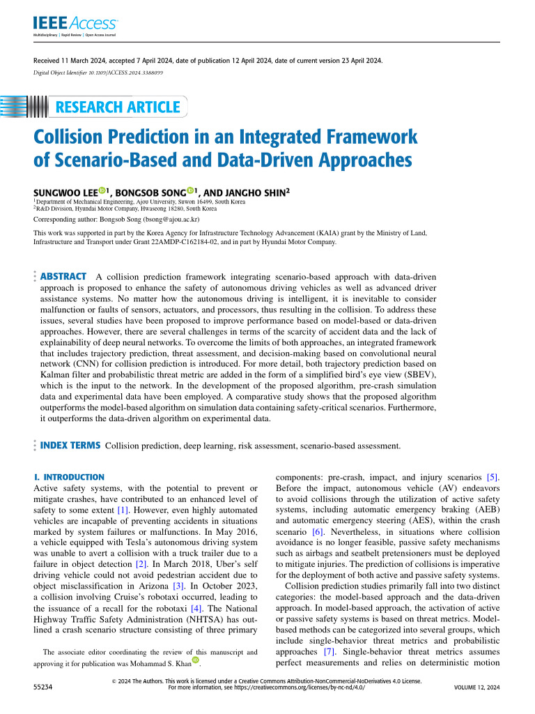 Collision Prediction In An Integrated Framework Of Scenario Based And