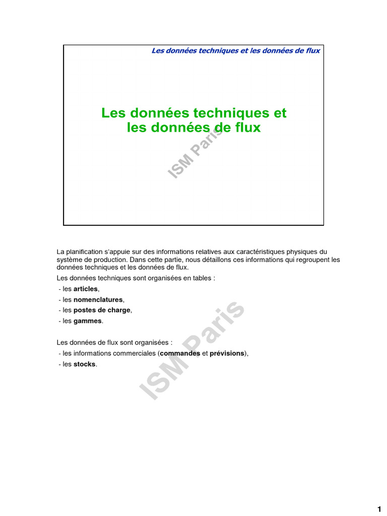 02-15 Les Données Techniques Et Les Données de Flux | PDF | Inventaire ...