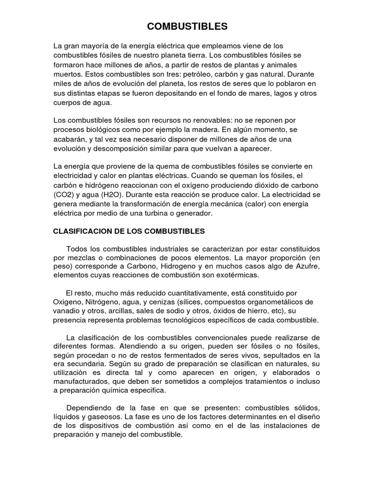 Tipos y características de combustibles | PDF | Combustibles ...