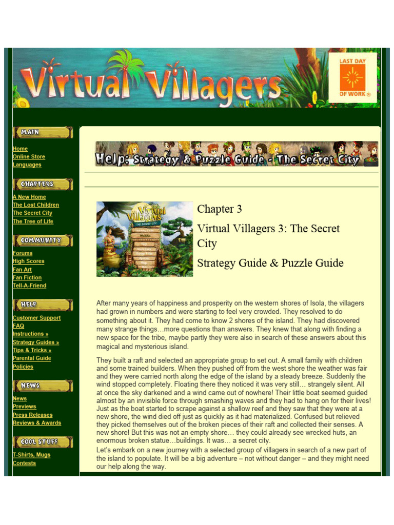 Virtual Villagers 3 The Secret City | PDF