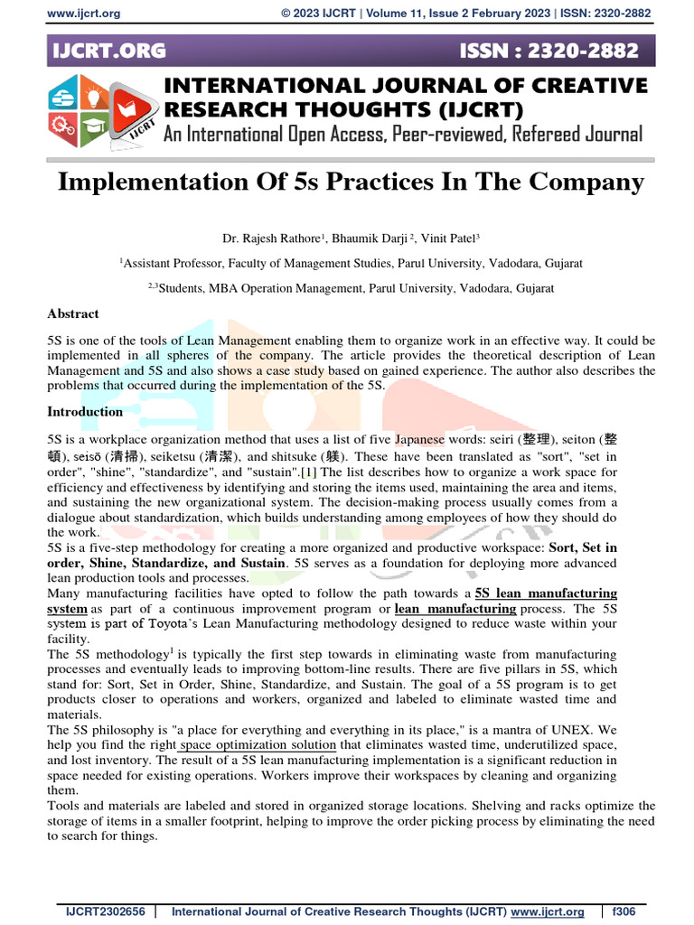 Implementation Of 5s Practices In The Company | PDF | Lean Manufacturing | Disciplines
