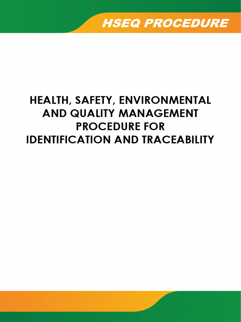 HSEQ MP 24 Identification and Traceability Sample | PDF | Product ...
