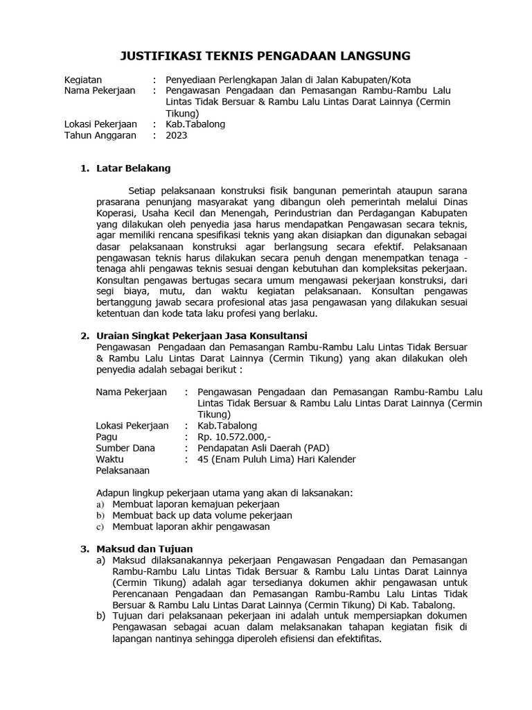 3.JUSTEK Pengawasan Pengadaan Dan Pemasangan Rambu | PDF | Teknologi ...