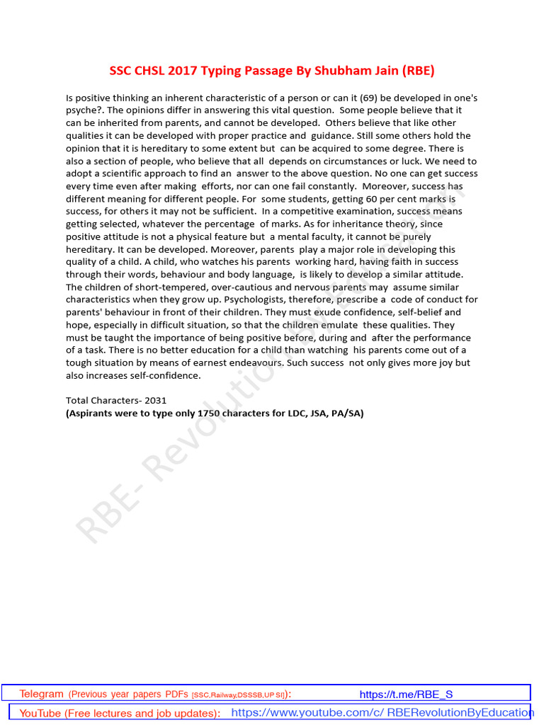 SSC CHSL 2017 Typing Passage Guide | PDF | Salt