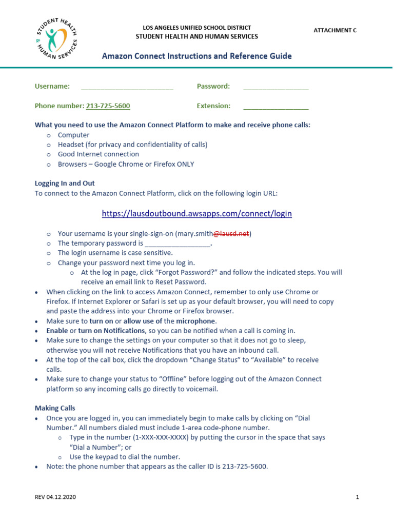 SHHS - Attachment C Amazon Connect | PDF | Login | Voicemail