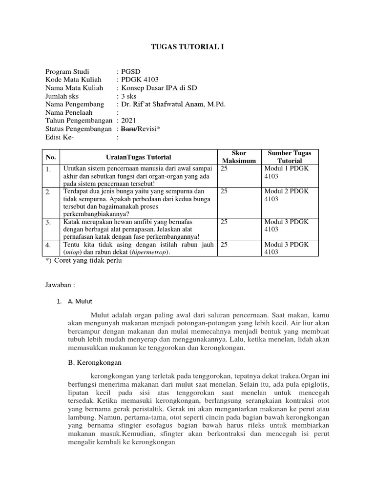 Tugas Tutorial I Konsep Dasar Ipa | PDF