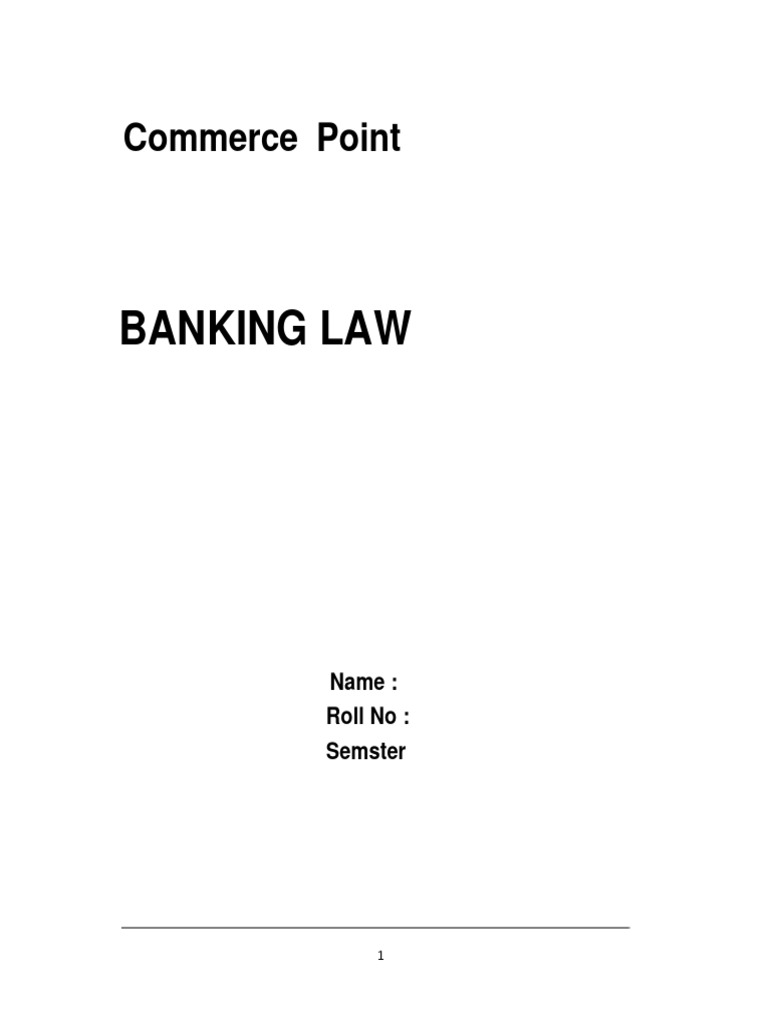 Banking Law Pdf Negotiable Instrument Banks