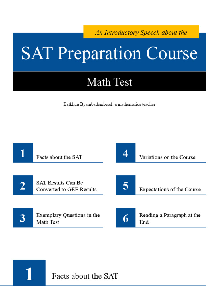 Introductory Speech About The SAT | PDF | Teaching Methods & Materials