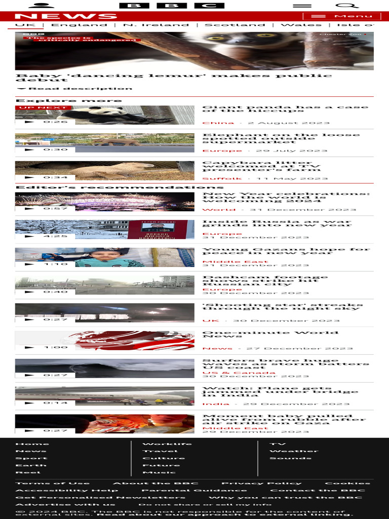 Baby 'Dancing Lemur' Makes Public Debut - BBC News | PDF | Bbc