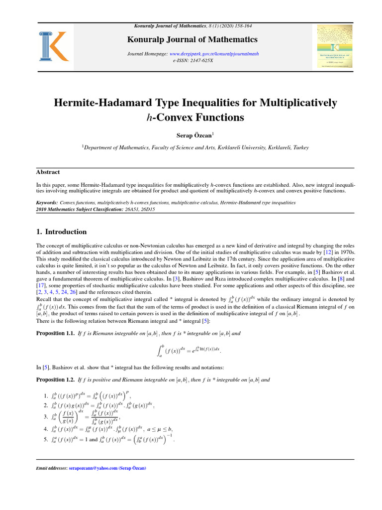 Hermite-Hadamard Inequalities for h-Convex Functions | PDF | Calculus ...