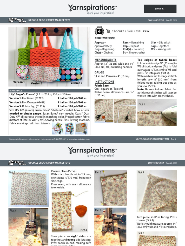 Easy Upcycle Market Tote Pattern | PDF | Seam (Sewing) | Sewing