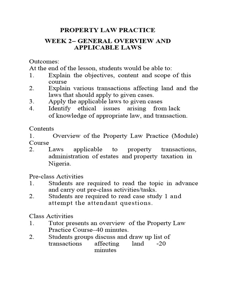 Property Law Overview: Nigeria's Laws & Ethics | PDF | Lease | Property Law