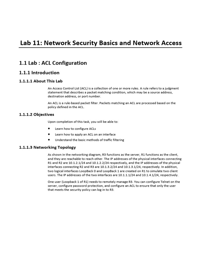 Lab 11 Network Security Basics and Network Access | PDF | Computer Network | Port (Computer ...