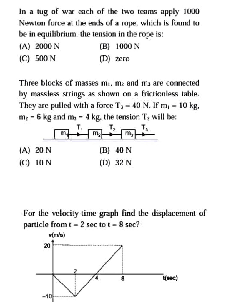 Tension and Acceleration Problems in Physics | PDF | Tension (Physics ...