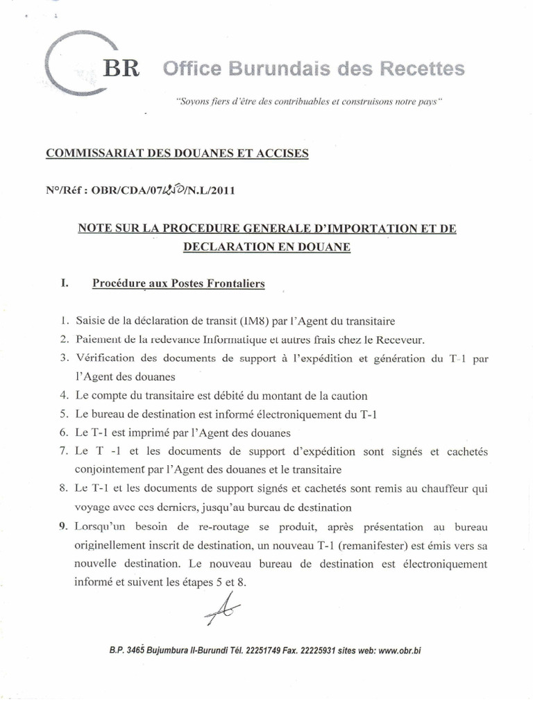 Procedure Generale D'importation Et de Declaration en Douane | PDF