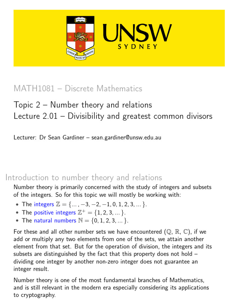 Divisibility and GCD in Number Theory | PDF | Abstract Algebra | Mathematics