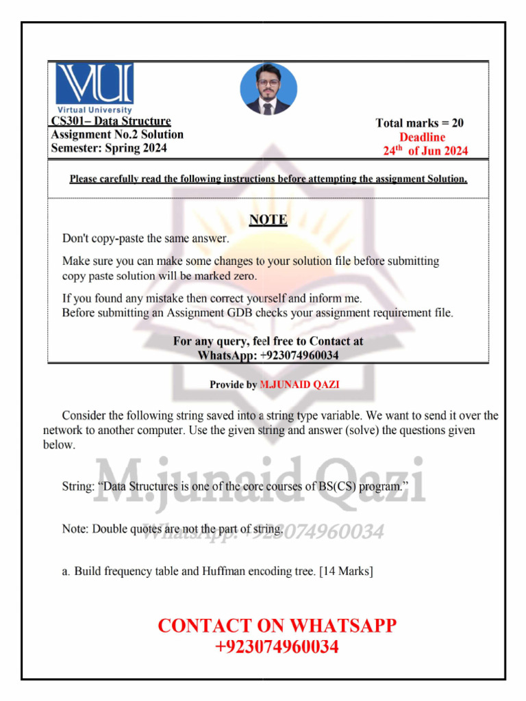 CS301-Assignment 2 Solution Spring 2024 by M.junaid Qazi-1 | PDF