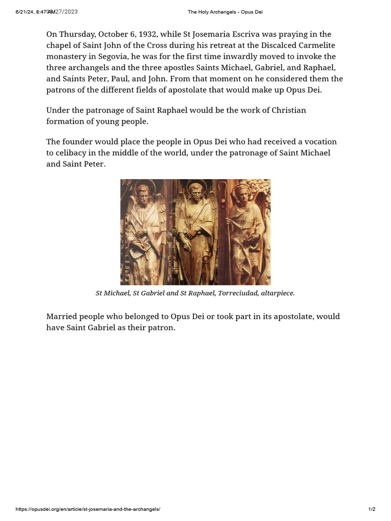 The Holy Archangels - Opus Dei | PDF | Michael (Archangel) | Archangel
