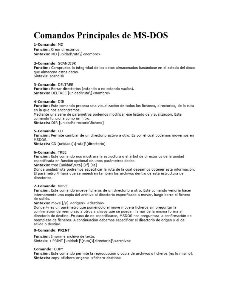 Comandos de MS | PDF | Archivo de computadora | Directorio (Computación)