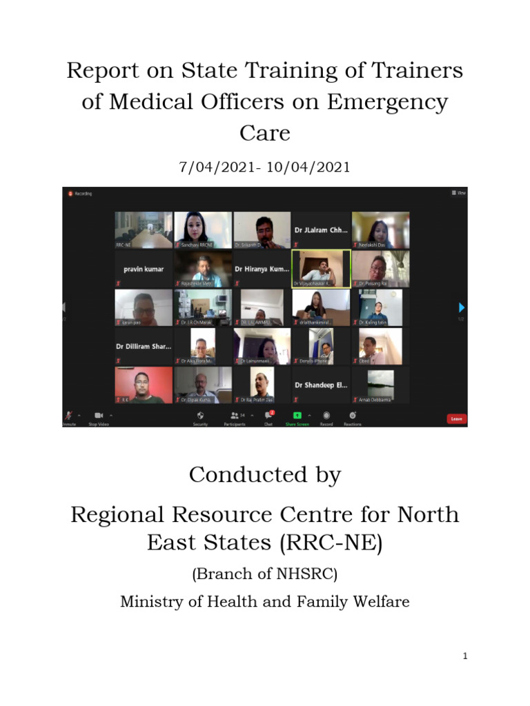 Report On State Training of Trainers of Medical Officers On Emergency ...