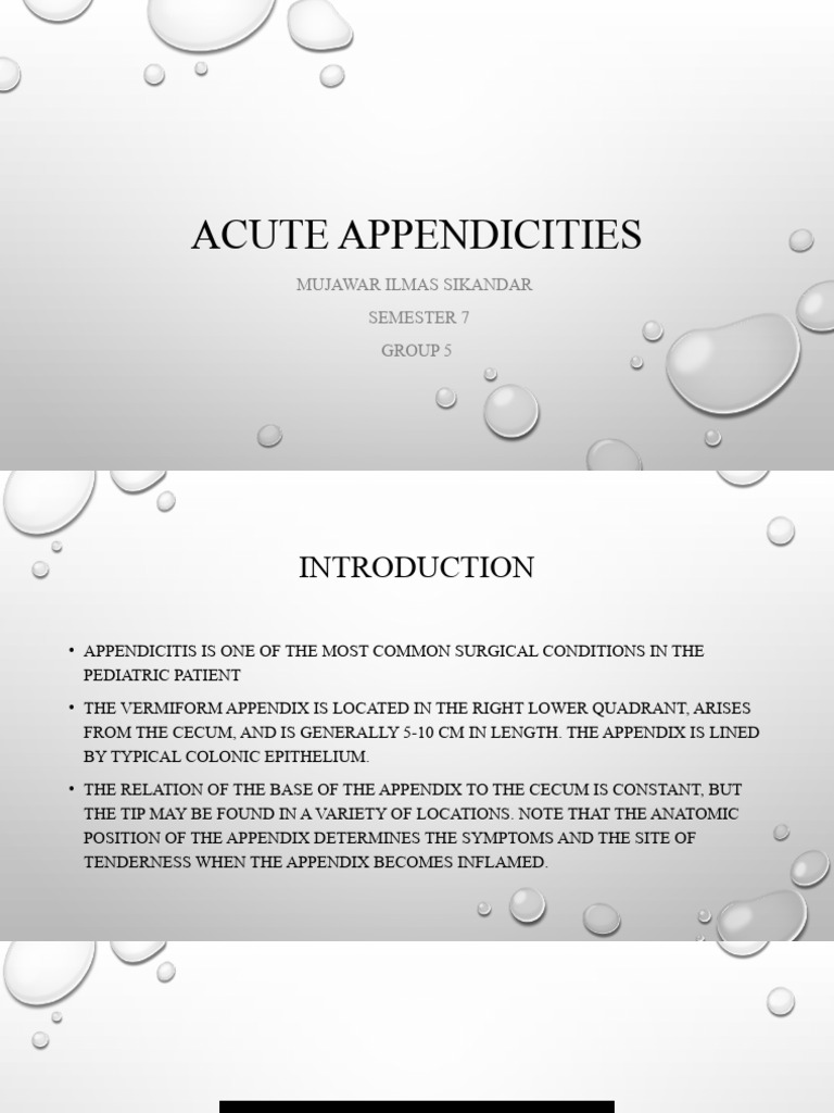 Acute Appendicities - Mujawar Ilmas s7g5 | PDF | Diseases And Disorders | Clinical Medicine
