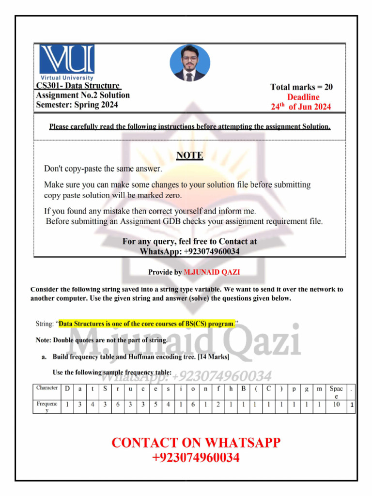 CS301-Assignment 2 Solution Spring 2024 by M.junaid Qazi | PDF