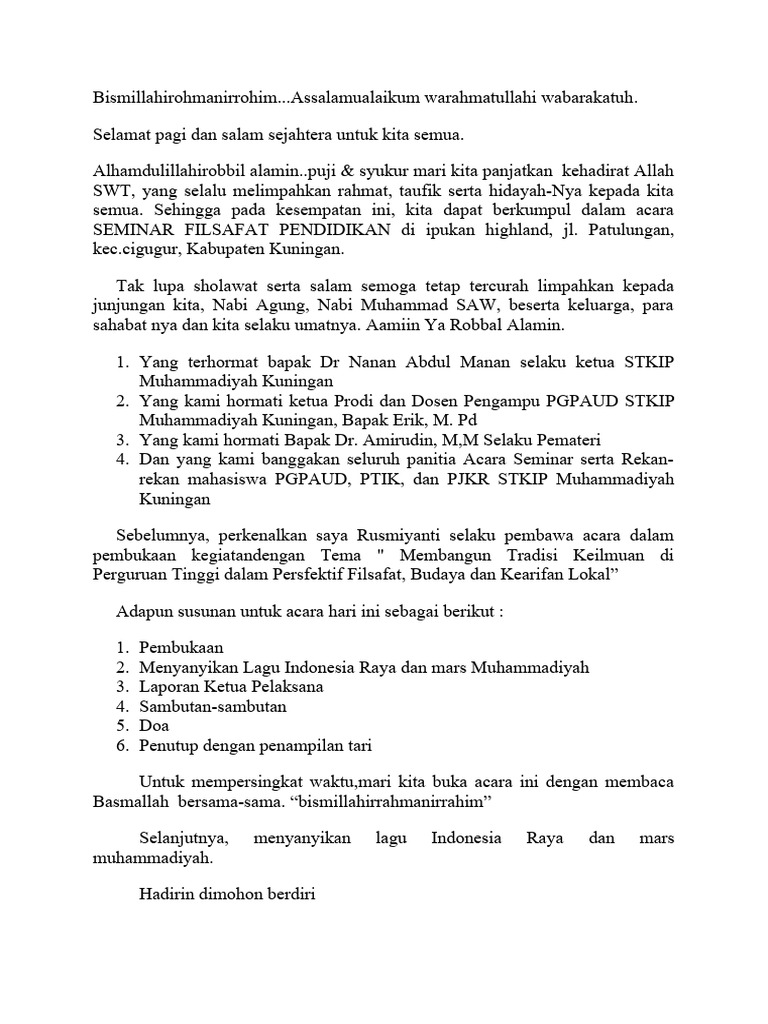 Teks MC Pembukaan Edit | PDF