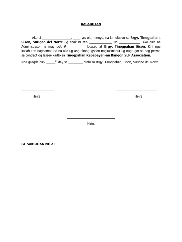 Kasabutan Sa Mga Anak If An Tax Declaration Nka Name Sa Parent | PDF